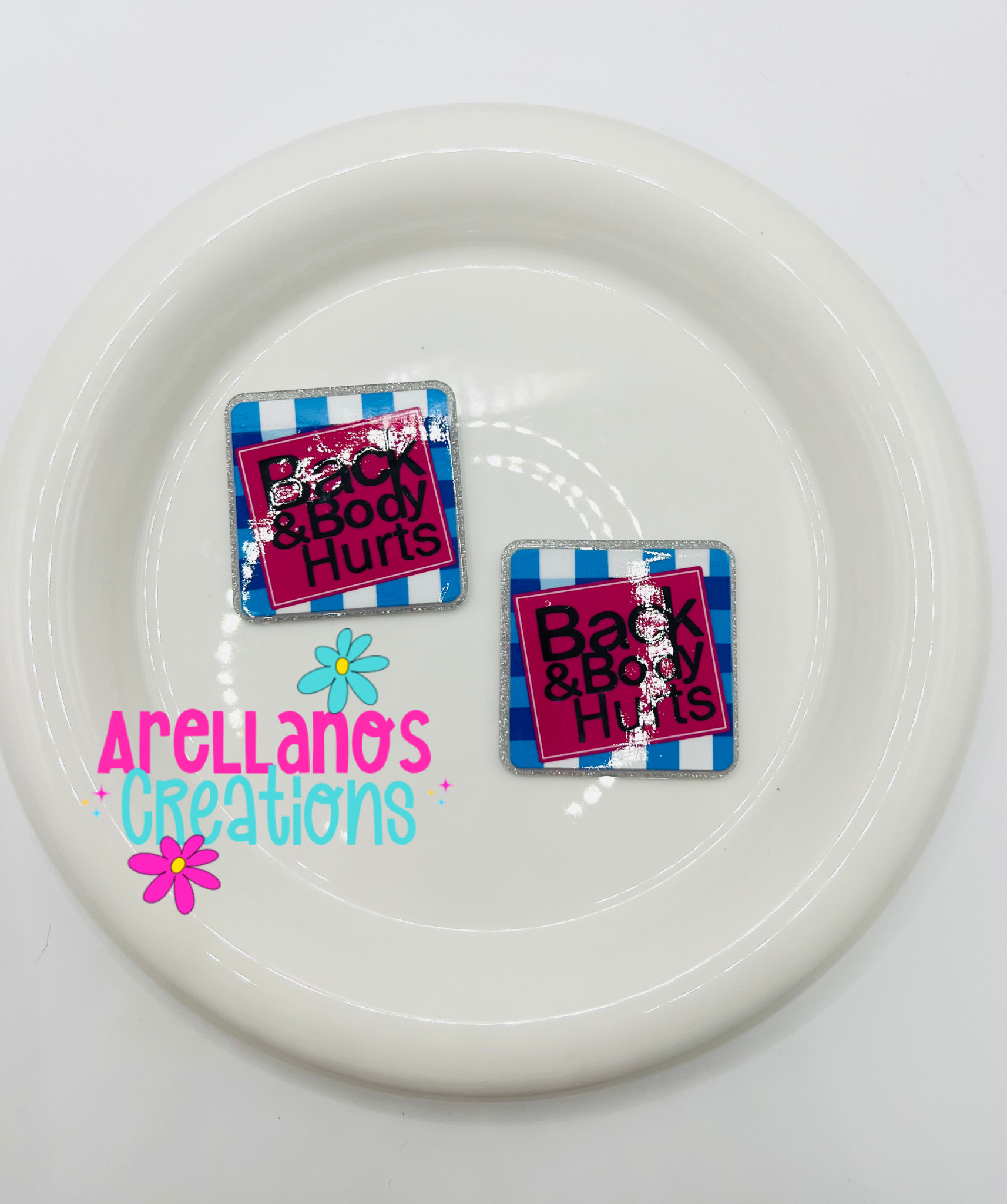 AF-26 back & body hurts - acrylic flatback – Arellanos Creations