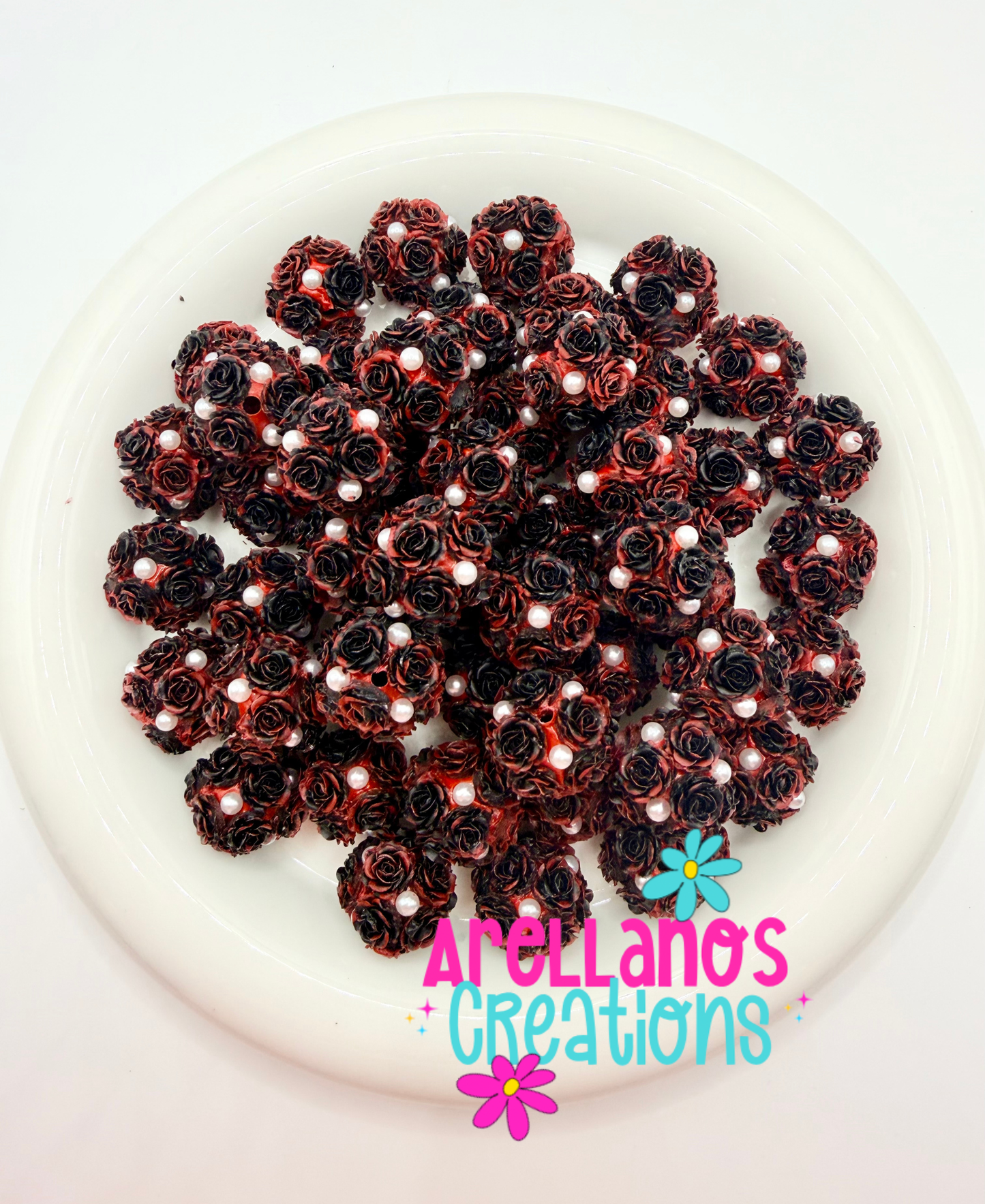 20mm fancy rose flower beads (1PC) 6 different colors – Arellanos Creations